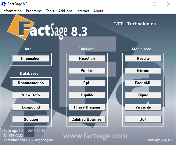 FactSage - GTT-Technologies